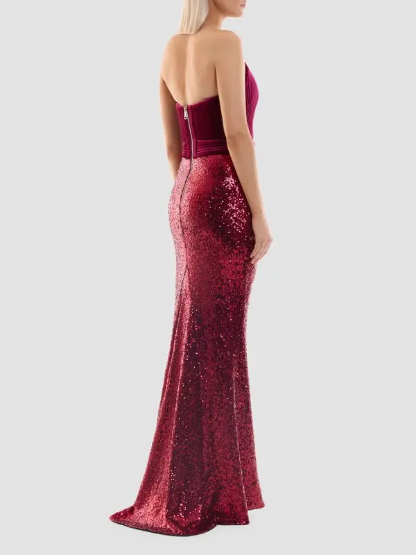 ZHIVAGO Reine De Reinettes Sequined Velvet Strapless Gown