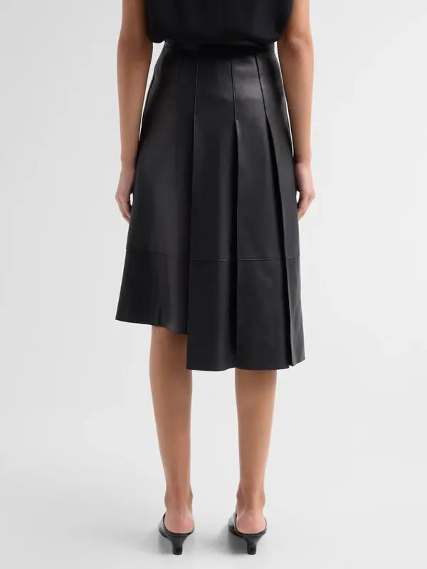 Akris Nappa Leather Asymmetric Midi Skirt