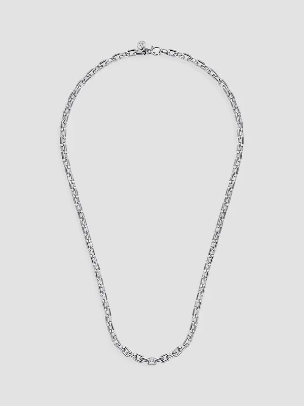 GABRIEL & CO Classic Sterling Faceted Oval-link Chain Necklace/5.6mm