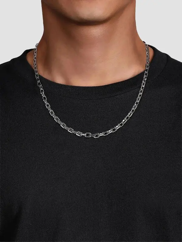 GABRIEL & CO Classic Sterling Faceted Oval-link Chain Necklace/5.6mm