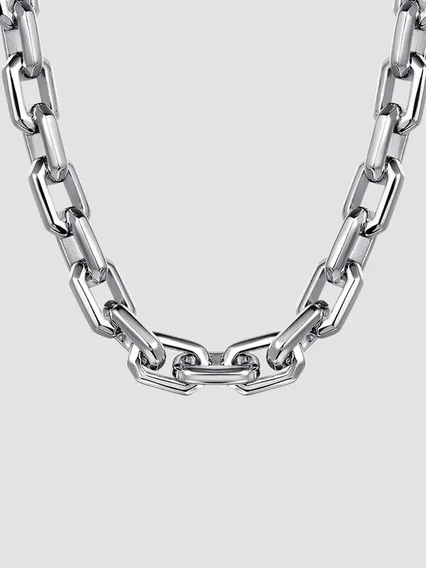GABRIEL & CO Classic Sterling Faceted Oval-link Chain Necklace/5.6mm