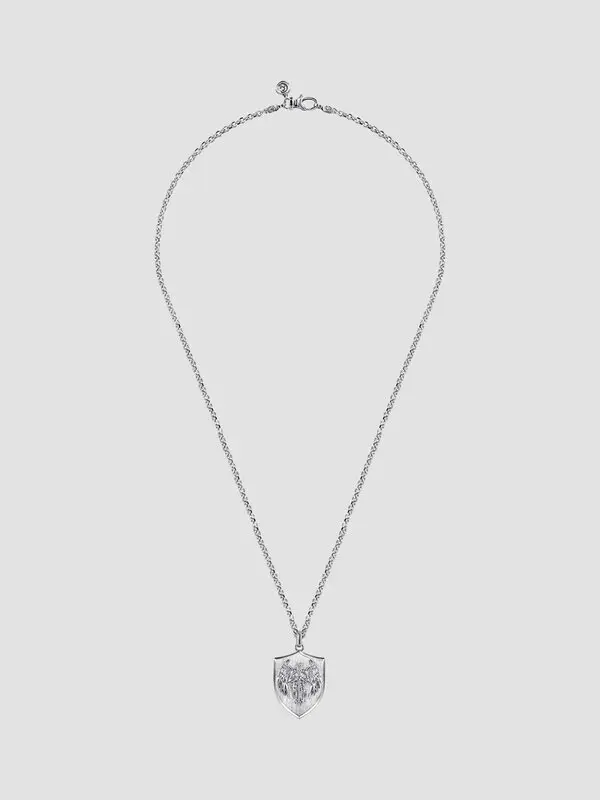 GABRIEL & CO Modern Relics Sterling St. Michael Shield Pendant Necklace