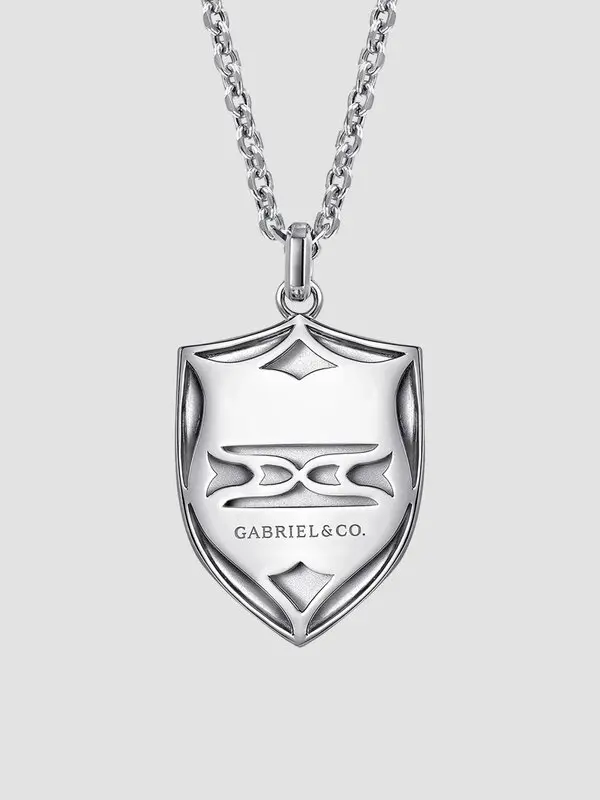 GABRIEL & CO Modern Relics Sterling St. Michael Shield Pendant Necklace
