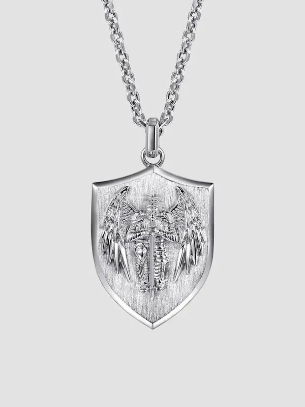 GABRIEL & CO Modern Relics Sterling St. Michael Shield Pendant Necklace