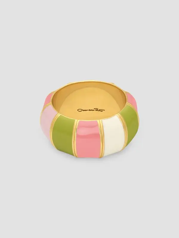 Oscar De La Renta 24k-gold-plated & Enamel Domed Ring