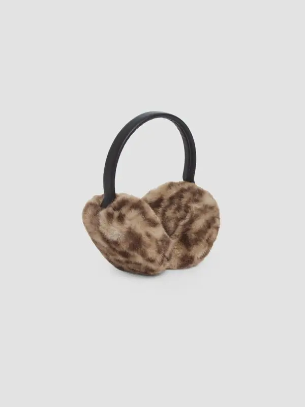 Apparis Esme Plush Faux-fur Earmuffs - Light Leopard