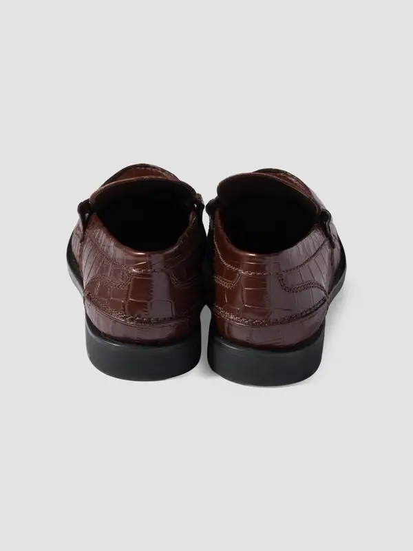 Miu Miu Croco-print Leather Penny Loafers
