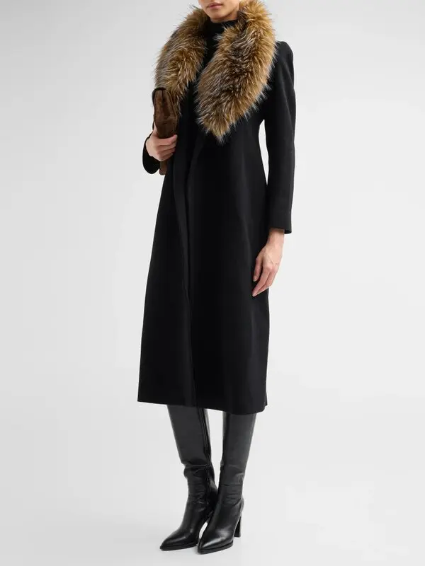 Fleurette Phoenix Wool Faux Fur-trimmed Wrap Coat