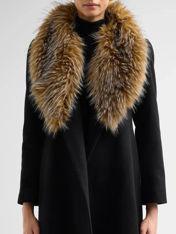 Fleurette Phoenix Wool Faux Fur-trimmed Wrap Coat