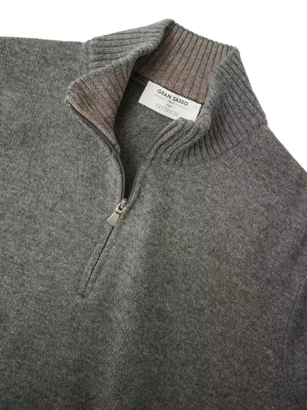 GRAN SASSO Quarter-zip Ribbed-trim Sweater - Grey