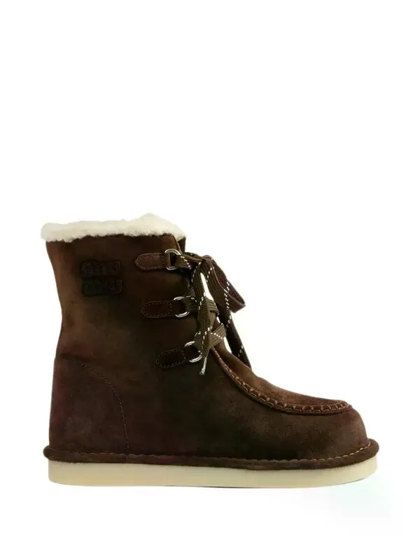 Miu Miu Suede Booties - Brown