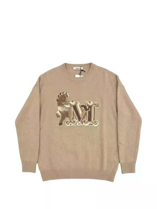 Max Mara Logo-embroidered Sweater - Neutrals