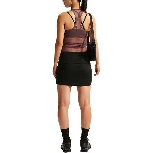 Nike Chill Knit Mid-rise Ribbed Skort 'black Sail
