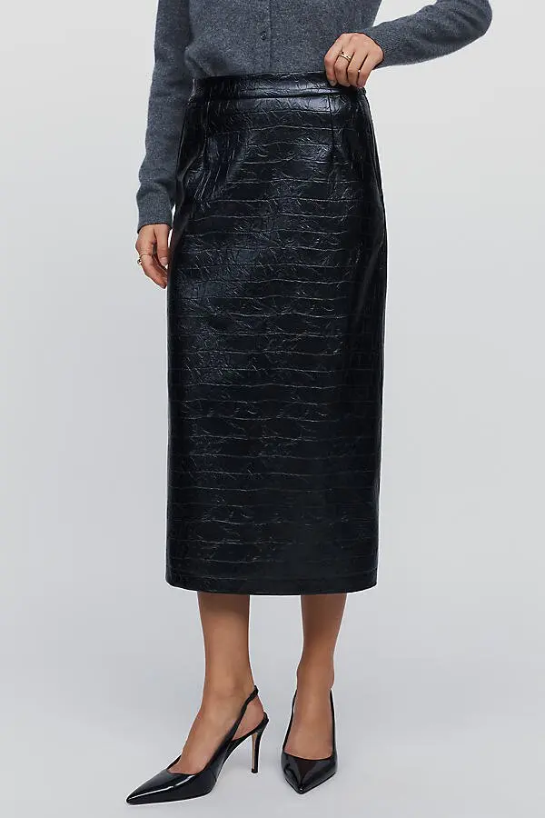 Essentiel Antwerp Faux Leather Midi Skirt