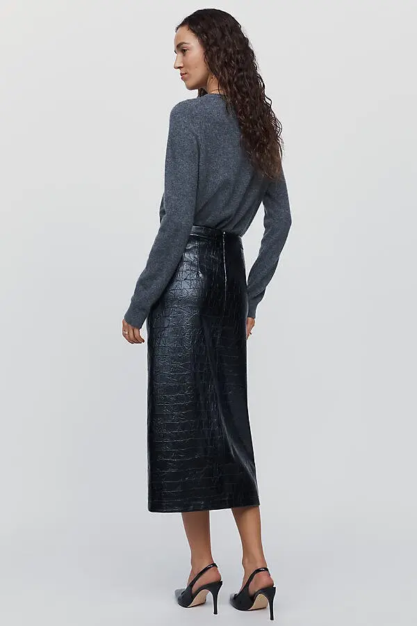 Essentiel Antwerp Faux Leather Midi Skirt