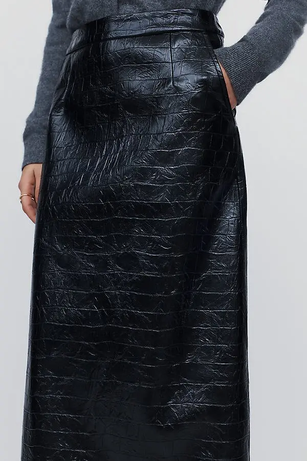Essentiel Antwerp Faux Leather Midi Skirt