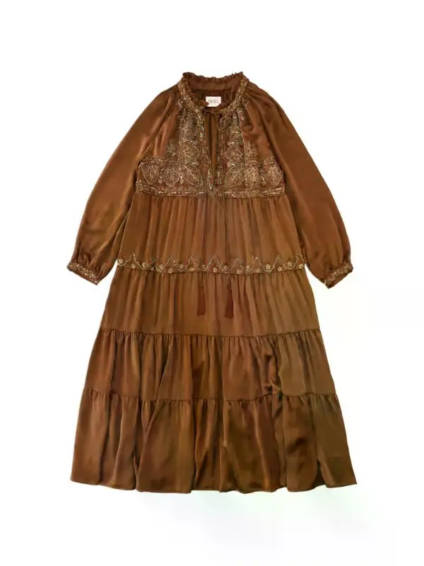 FORTELA Arsia Embroidered-silk Maxi Dress