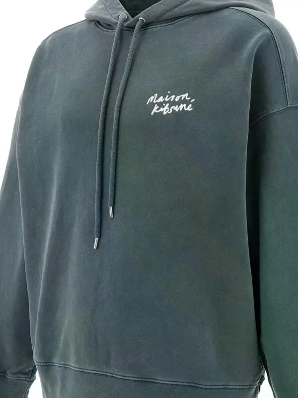 Maison Kitsuné Logo-print Drawstring Hoodie - Blue
