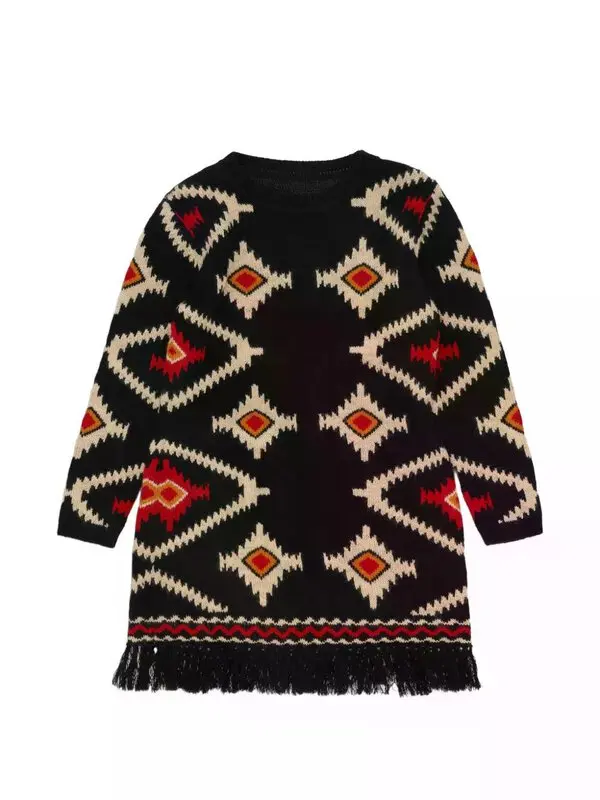FORTELA Lilium Navajo-pattern Fringed Sweater - Black