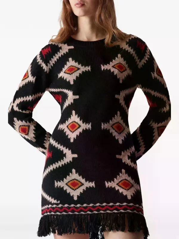 FORTELA Lilium Navajo-pattern Fringed Sweater