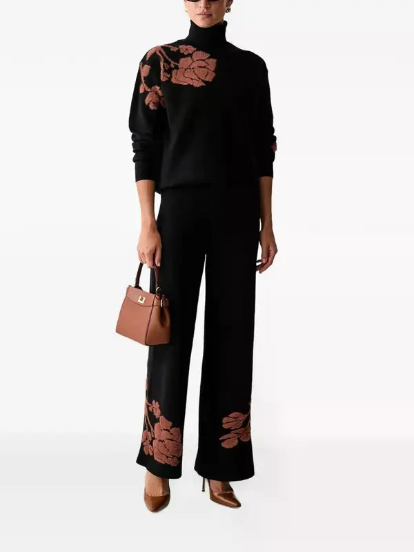 FRACOMINA Floral-intarsia Roll-neck Sweater - Black