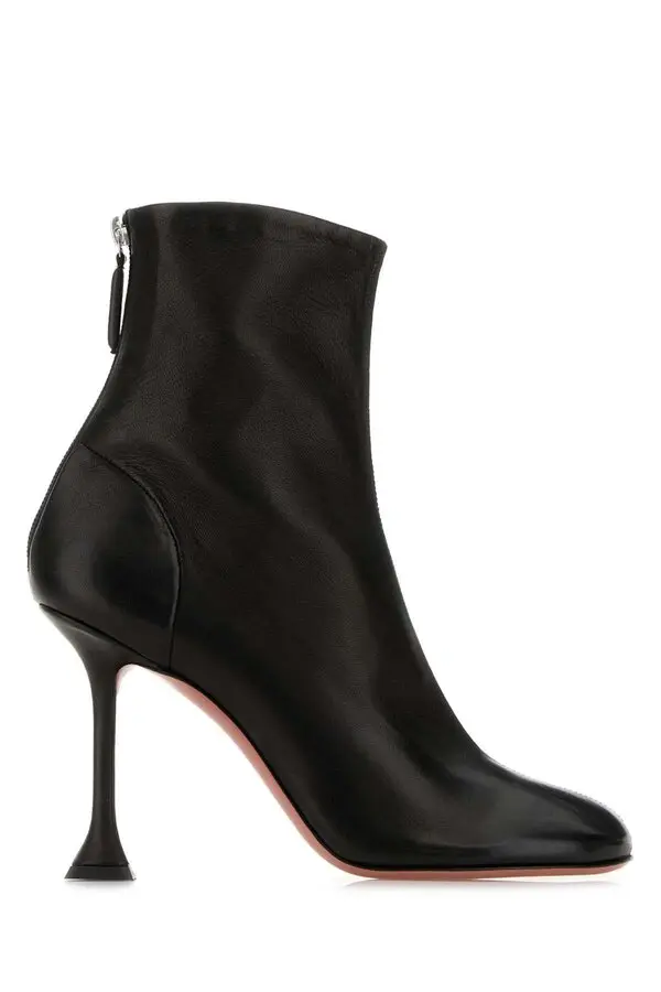 Amina Muaddi Nappa Leather Iris Ankle Boots - Black