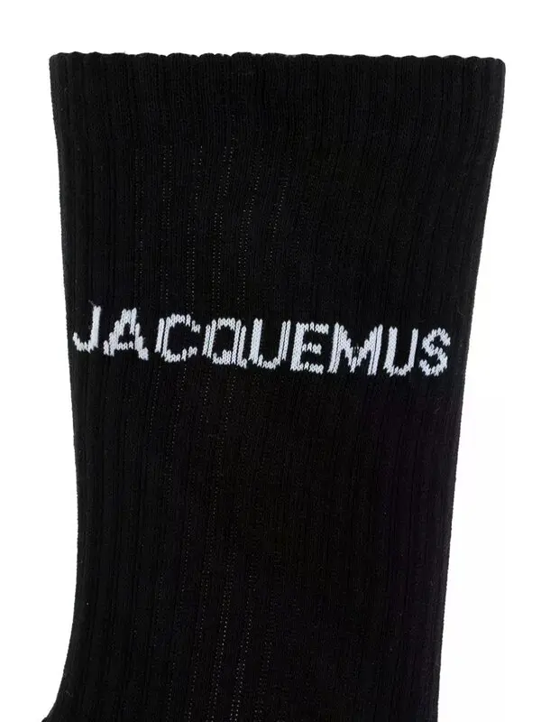 Jacquemus Logo-knit Ribbed Socks - Black