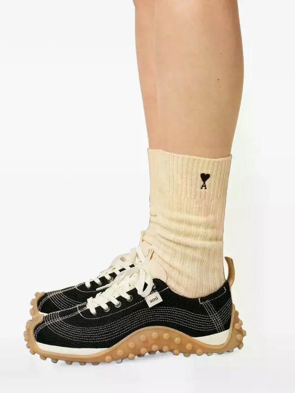 AMI Paris De Coeur Embroidered Ribbed Socks