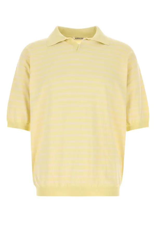 Auralee Embroidered Knit Polo Shirt