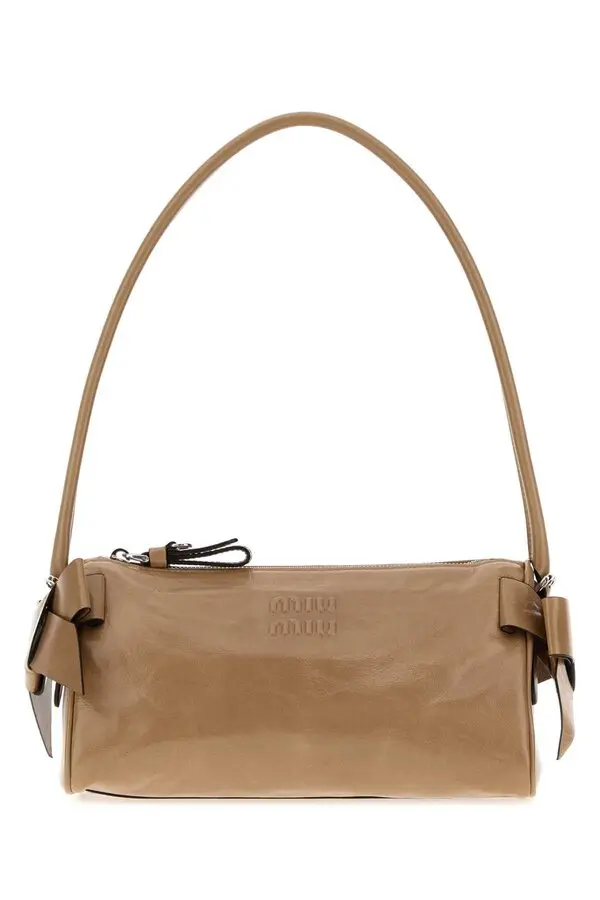 Miu Miu Beige Leather Shoulder Bag - Brown