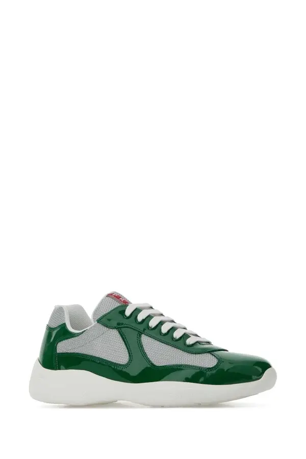 Prada Two-tone Leather And Fabric America S Cup Sneakers - Multicolor