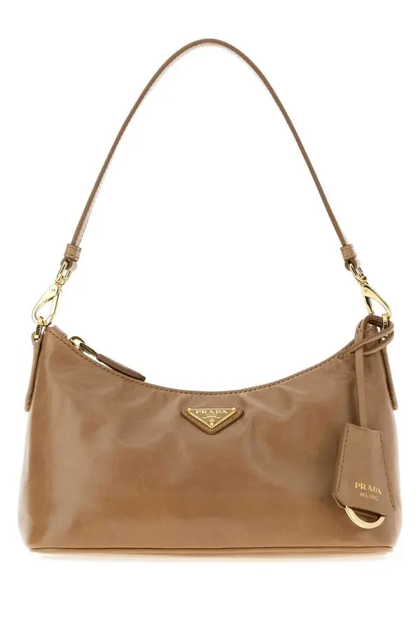 Prada Beige Leather Handbag - Brown
