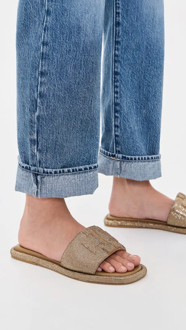 Tory Burch Double T Pave Sport Slides