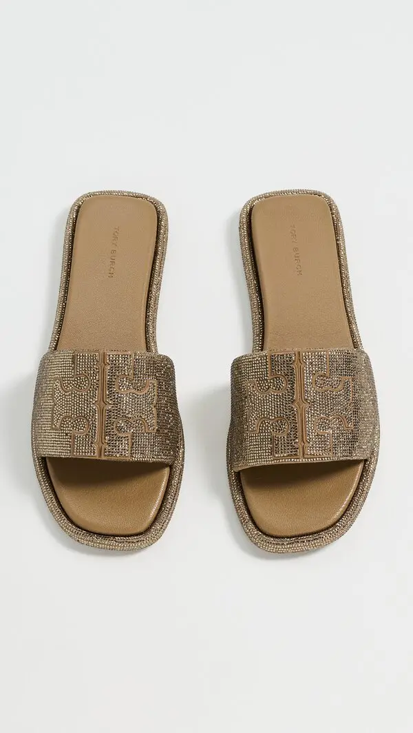 Tory Burch Double T Pave Sport Slides