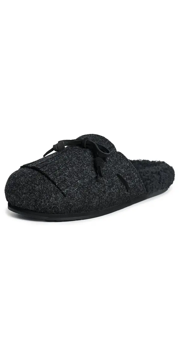 ANCIENT GREEK SANDALS Vasilitsa Fringe Mules - Black