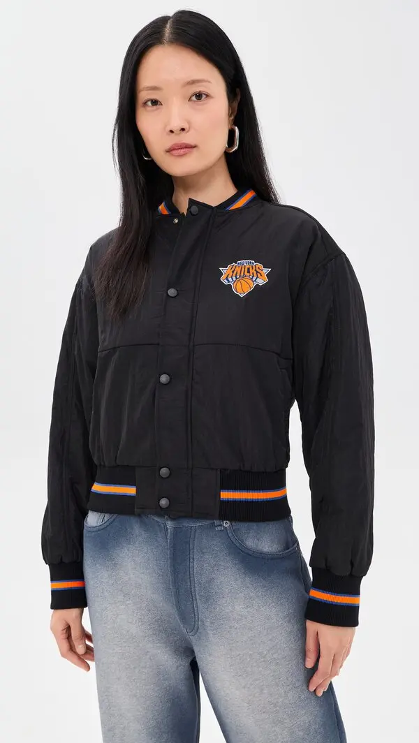 Terez Knicks Cropped Bomber Jacket