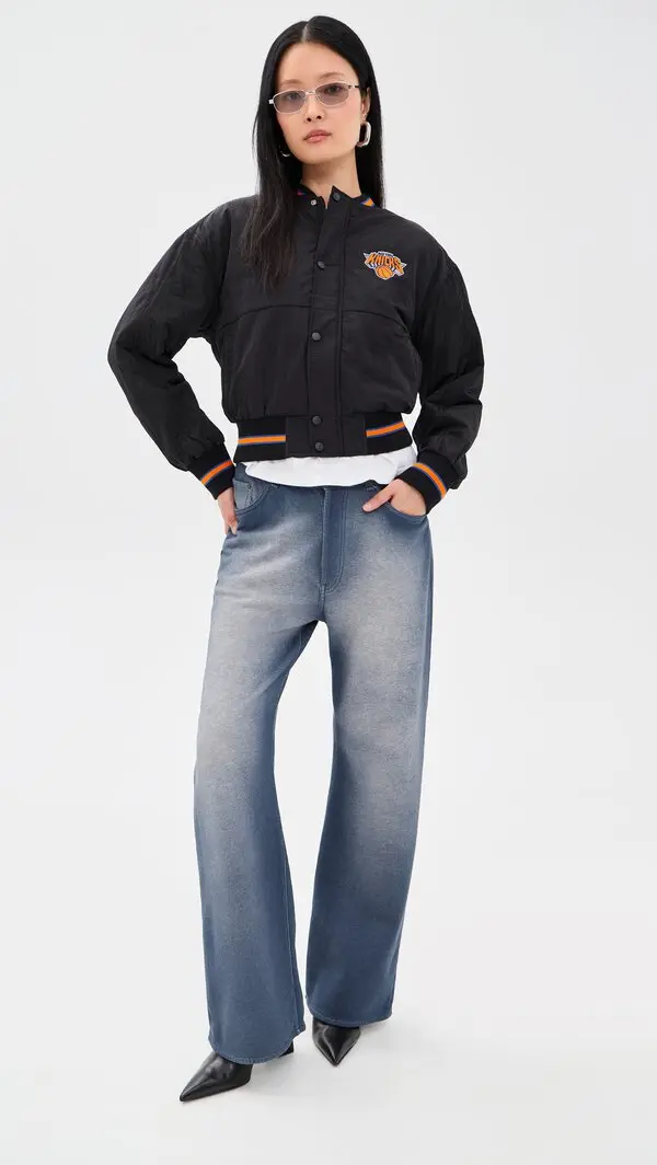 Terez Knicks Cropped Bomber Jacket