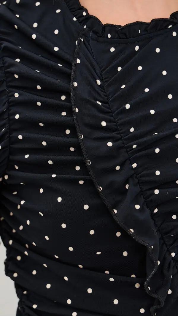Sea Jeanne Polka Dot Print Ruched Midi Dress