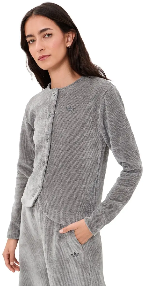 Adidas Chennille Cardigan - Grey Three