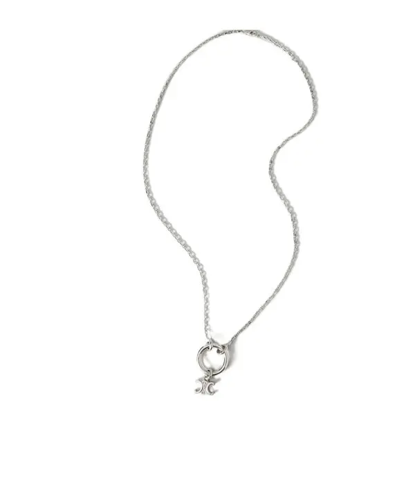 Celine Charms Triomphe Necklace In Brass With Rhodium Finish