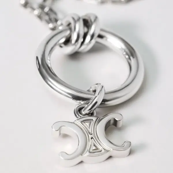 Celine Charms Triomphe Necklace In Brass With Rhodium Finish