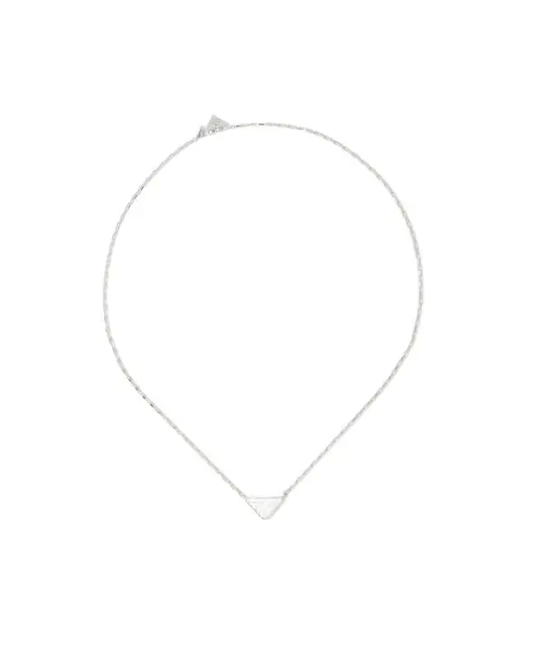 Prada Eternal Gold Mini Triangle Pendant Necklace In Gold And Diamonds