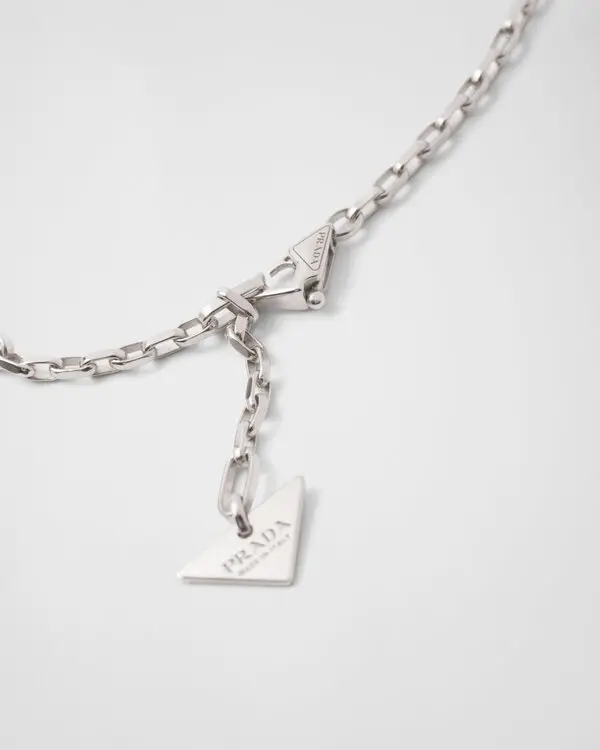 Prada Eternal Gold Mini Triangle Pendant Necklace In Gold And Diamonds