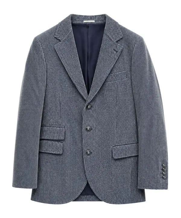 Brunello Cucinelli Single-breasted Corduroy Jacket - Blue