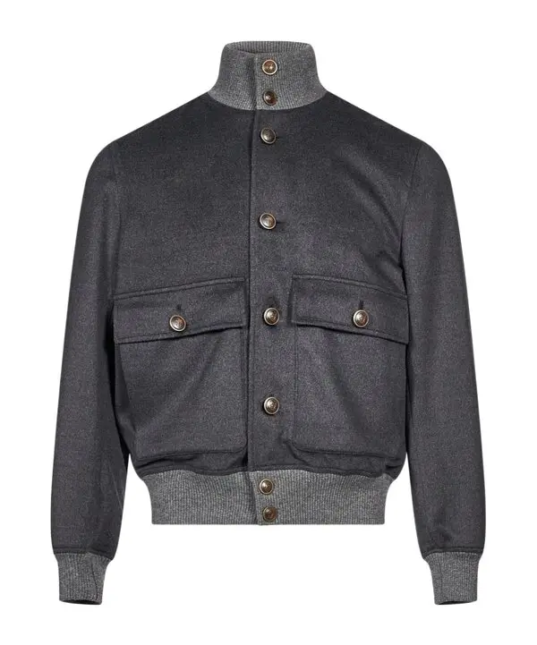 Brunello Cucinelli Button-up Bomber Jacket - Gray