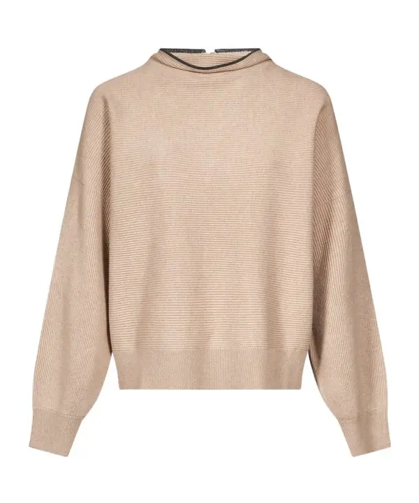 Brunello Cucinelli Monili-trimmed Ribbed-knit Sweater