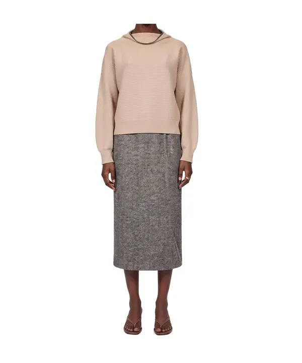 Brunello Cucinelli Monili-trimmed Ribbed-knit Sweater