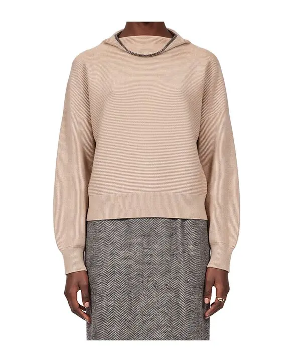 Brunello Cucinelli Monili-trimmed Ribbed-knit Sweater