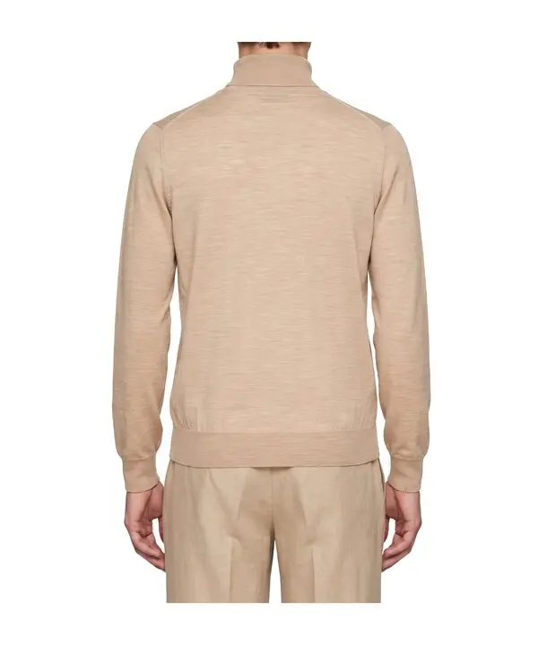 Brunello Cucinelli Zip-up Ribbed-trim Sweater - Light Brown