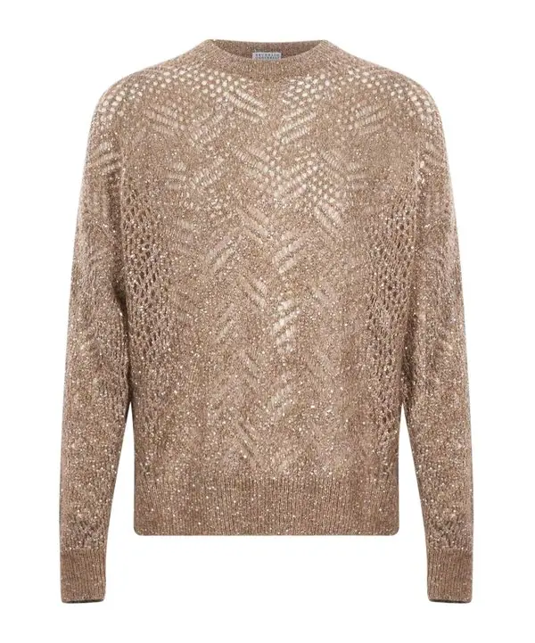 Brunello Cucinelli Sequin-embellished Open-knit Sweater